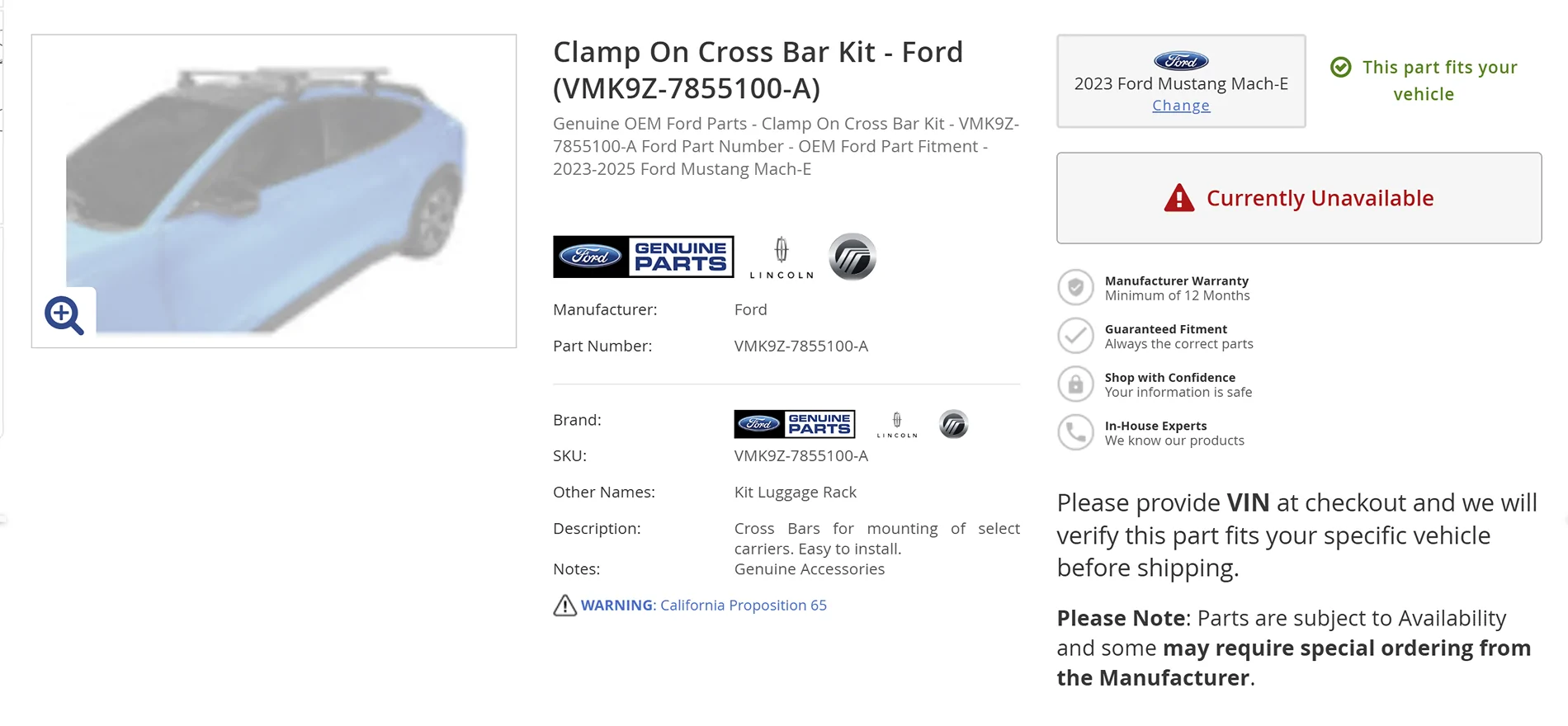 California - Roof Rack Ford OEM | MachEforum - Ford Mustang Mach-E News ...