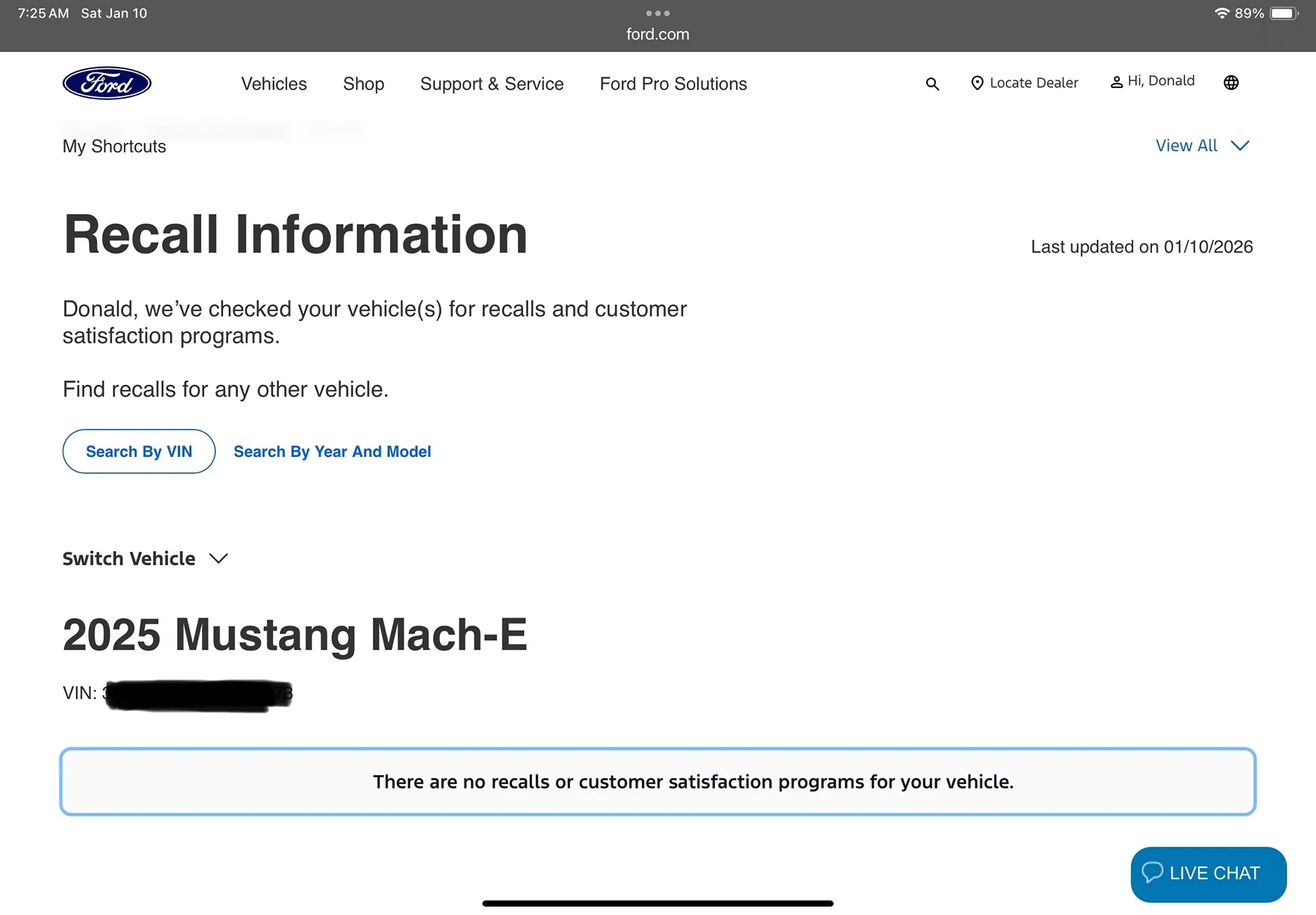 Discrepancies in recalls available / completed on Ford.com and on Ford ...