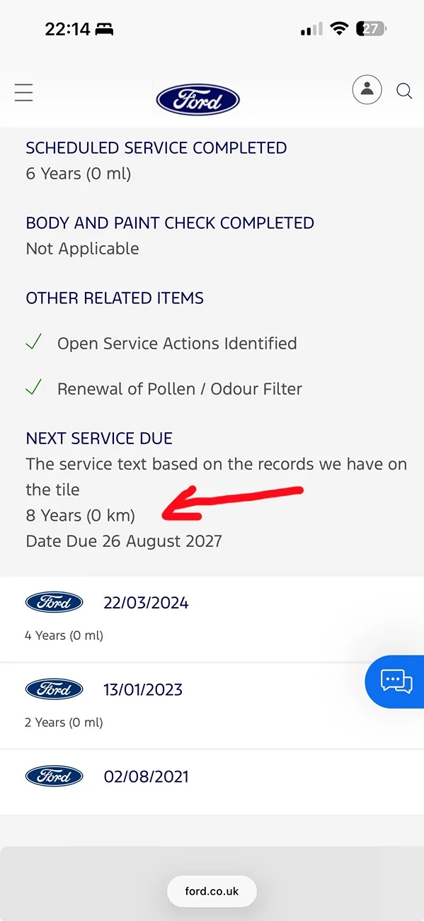 Who knew? Difference in service intervals for different model years ...