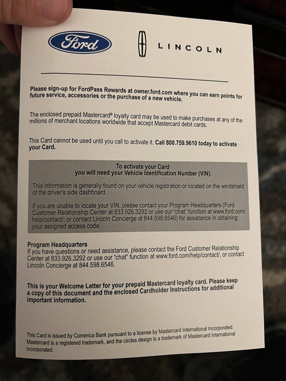 Received $250 MasterCard from Ford - Customer Relations | MachEforum ...