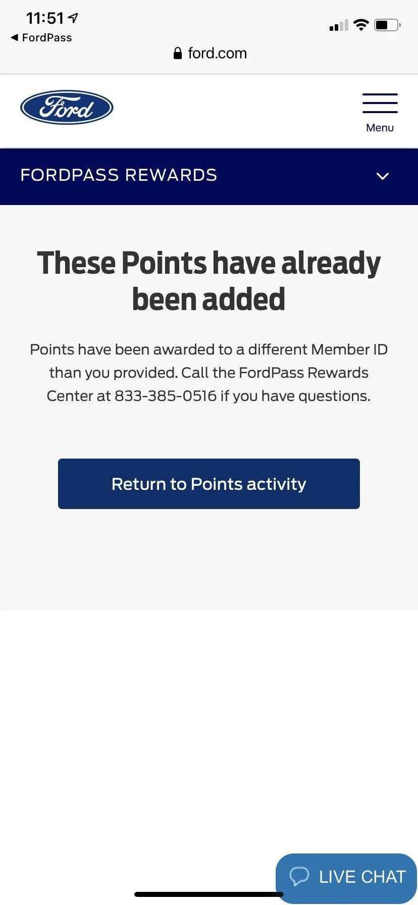 FordPass points awarded to “Different Member ID” ?? Anyone experi ...