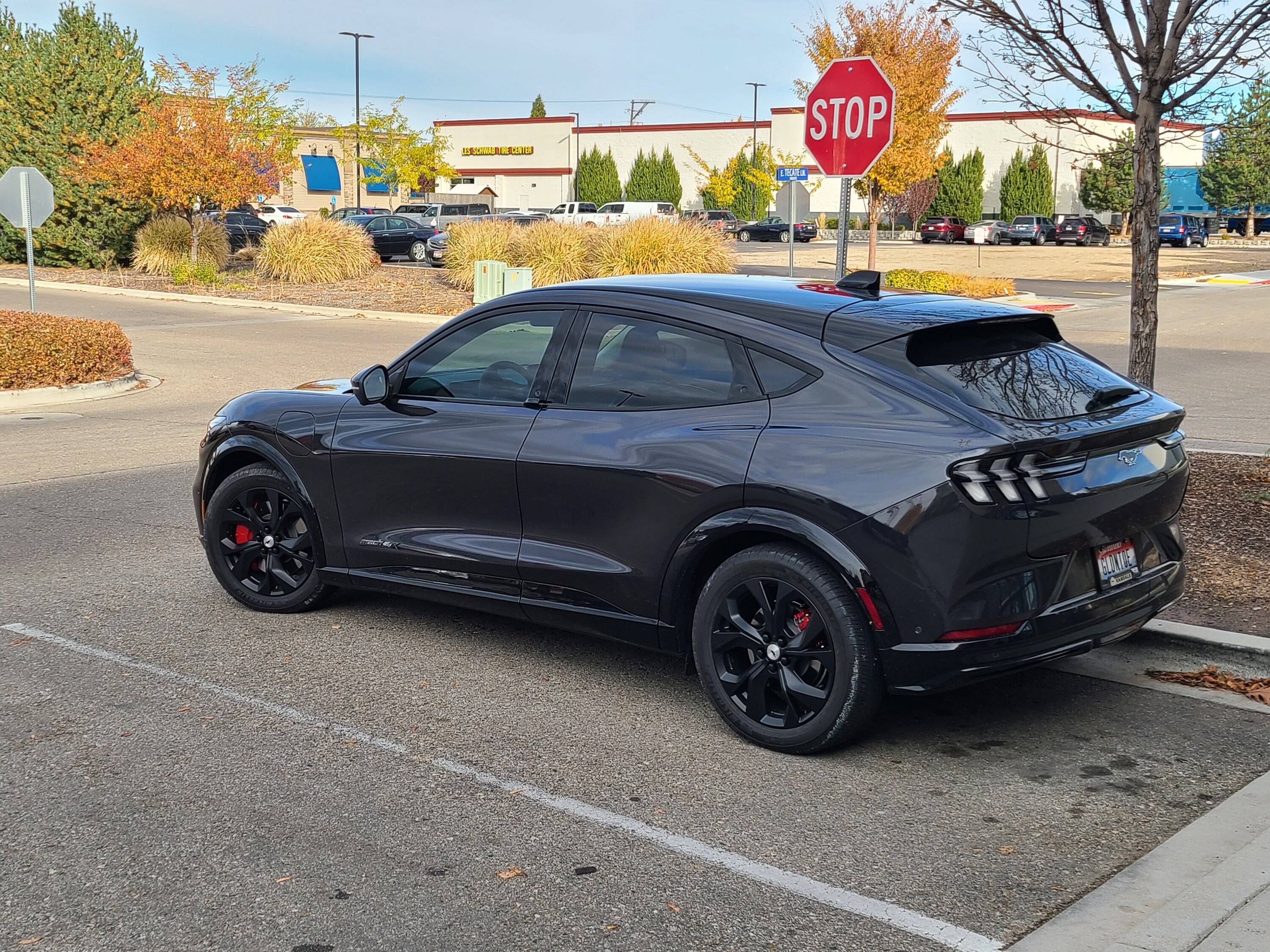 Powder coated OEM wheels black & painted brake calipers Carmine Red ...