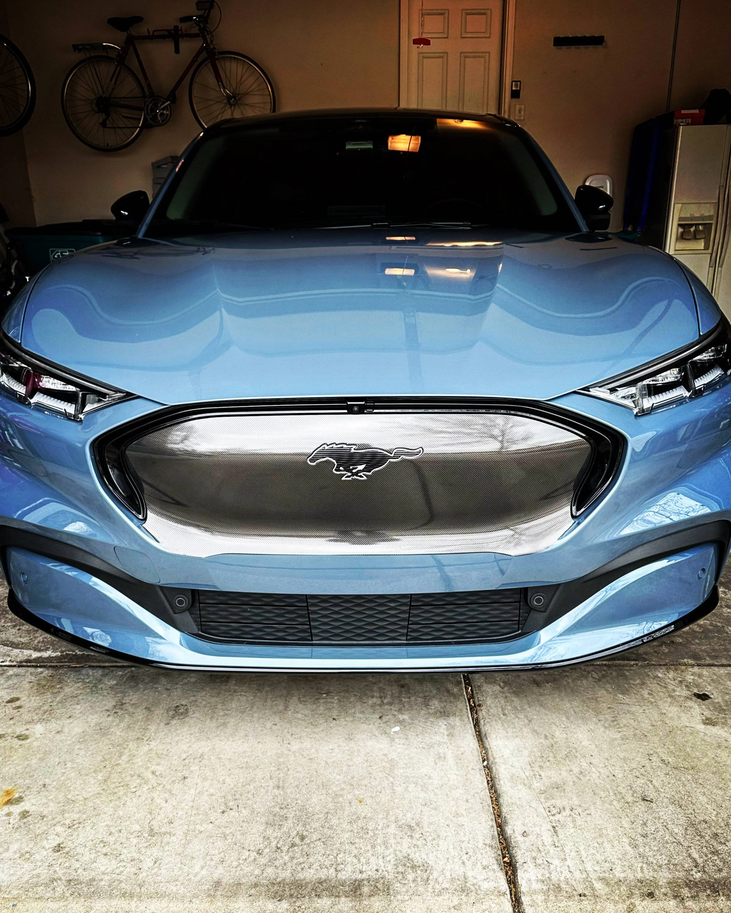 Wrapped my Mach-E grille in carbon fiber vinyl | MachEforum - Ford Mustang Mach-E News, Owners ...