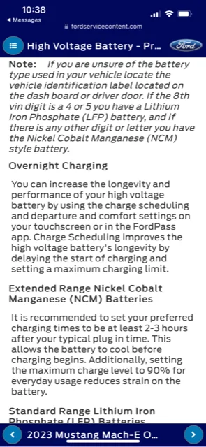 Type of battery in Mach E and charging instrutions in manual ...
