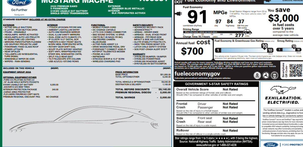 3 yrs of Bluecruise on window sticker? | MachEforum - Ford Mustang Mach ...